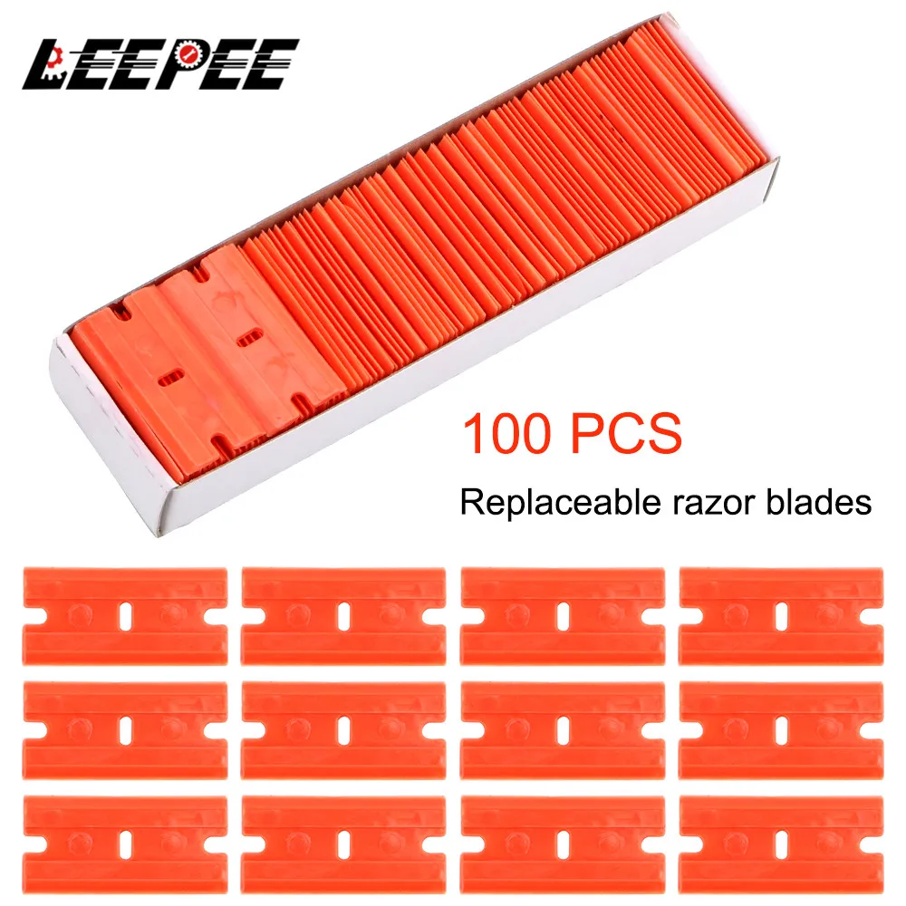 100pcs-Double-Edged-Plastic-Razor-Blade-Lable-Clean-Razor-Glue-Remover ...
