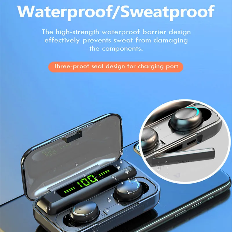 OUTMIX auriculares inalámbricos F9 V5.0 con Bluetooth 5,0, dispositivo de audio TWS, táctil, con ...