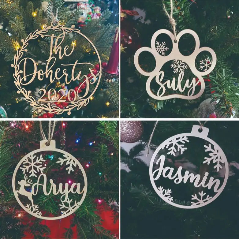 Personalized Christmas Bauble Custom Christmas Ornament Ball Wooden ...