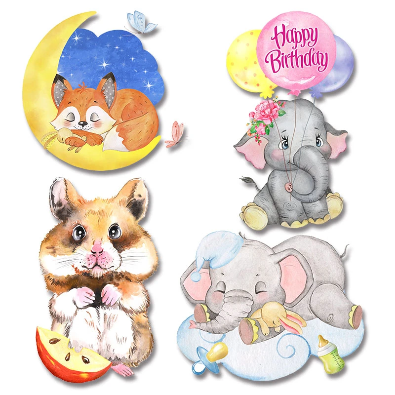 Transfers Patches | Elephant Sticker | Kids Patches - Cute Cartoon Diy ...