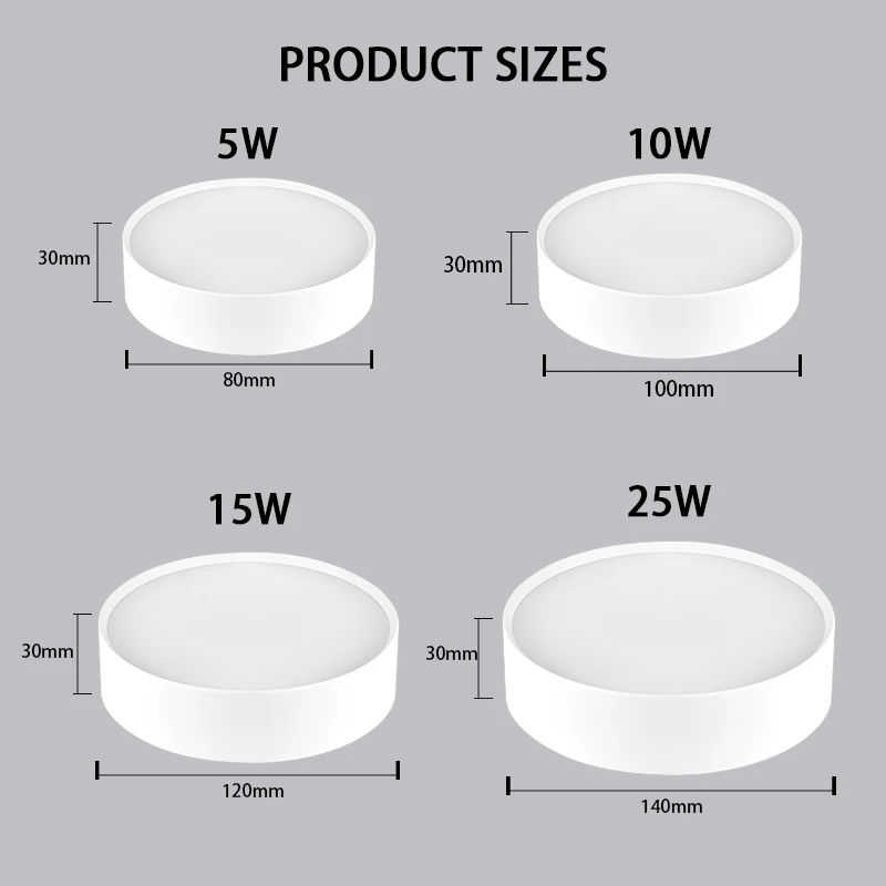 Led Downlight Round Ceiling Light 220V Surface Mounted Spot Light 5W ...