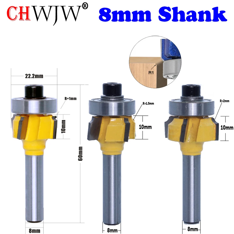 CHWJW-1PC-8mm-Shank-high-quality-Woodworking-Milling-Cutter-R1mm-R1-5mm ...