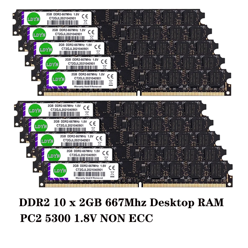 Ldyn 10x2gb Desktop Memory Ram Memoria Module Ddr2 2gb 800mhz 667mhz ...