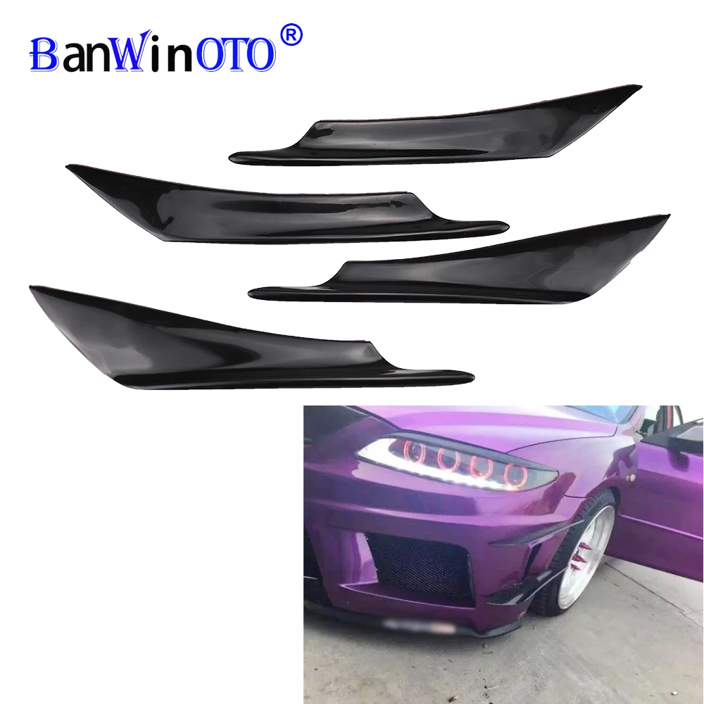 Universal Front Side Wing Spoiler Fin Bumper Protector Air Trim ...