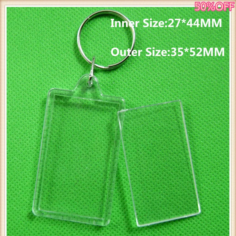 50pcs-lot-Rectangular-Transparent-Blank-Insert-Photo-Picture-Frame-Key-Ring-Split-keychain ...