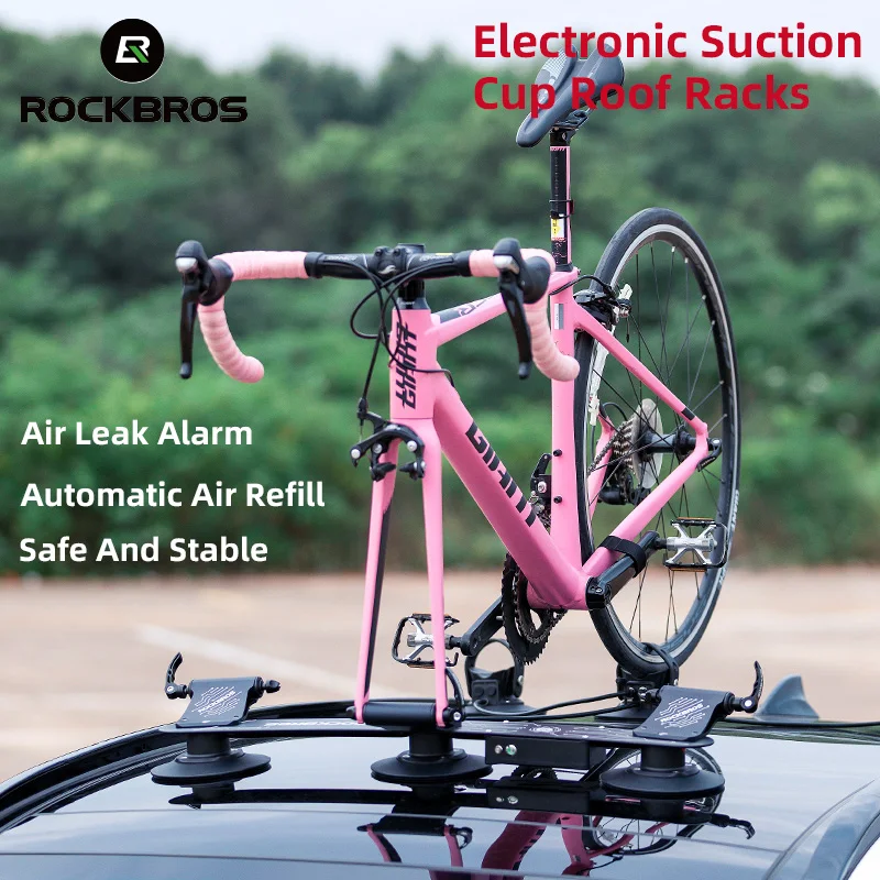 ROCKBROS Bicycle Racks Aluminum Alloy Electric Suction Cup Roof Top Bike Racks MTB Road USB Pressure Alarms Car Racks Cycling AliExpress