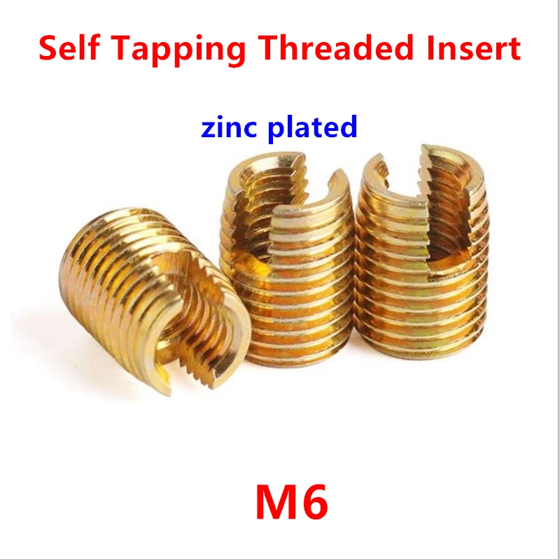 20pcs M6*1.0*12mm Length Steel With Zinc Self Tapping Threaded Insert ...