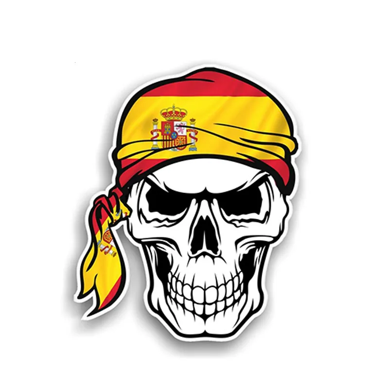 고딕 바이커 해적 해골 머리 반다나 및 스페인 스페인어 국가 플래그 비닐 자동차 스티커차량용 스티커 Aliexpress