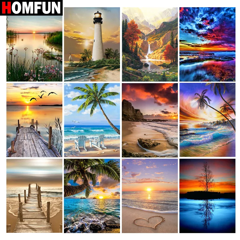 Diamond Painting Square Drill Sunset Beach Scenery | Diamond Painting ...