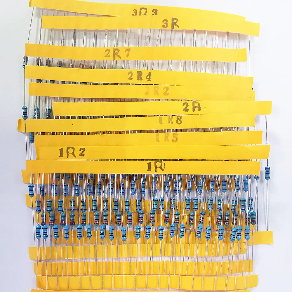 100pcs 1/2W 1R~22M 1% Metal film resistor 100R 220R 1K 1.5K 2.2K 4.7K ...