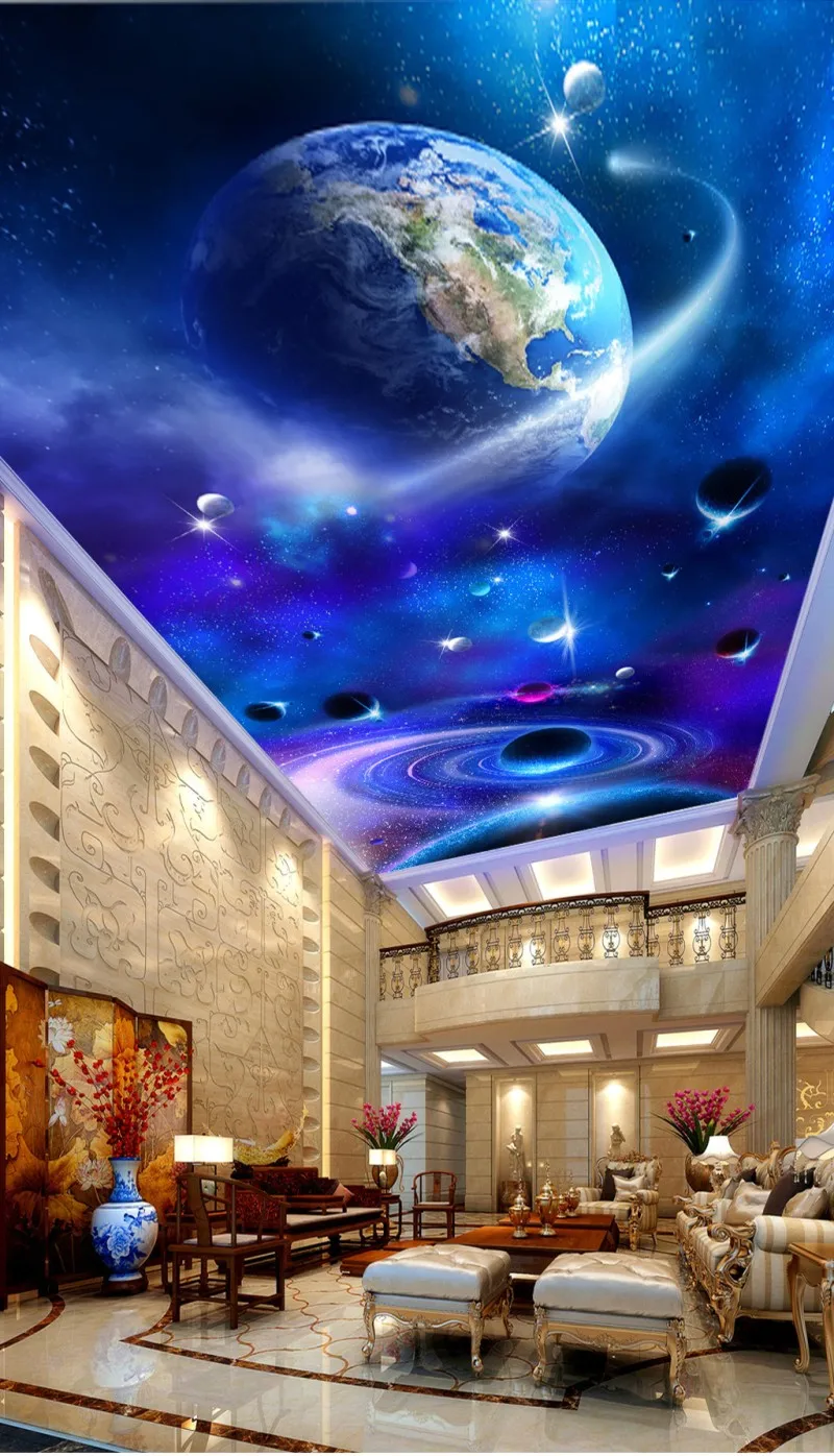 Custom any size HD Starry 3D Floor ceilings Mural 3d ceiling murals ...
