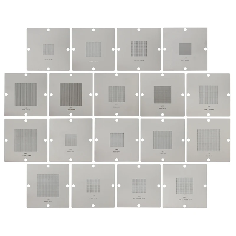 18PCS 90*90mm BGA Stencil 0.25mm 1.0mm Universal Stencil BGA Reballing ...