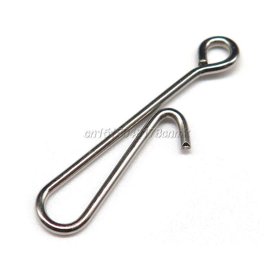Minfishing-100-PCS-Stainless-Steel-Clips-Fishing-Hook-Connector-Swivel ...