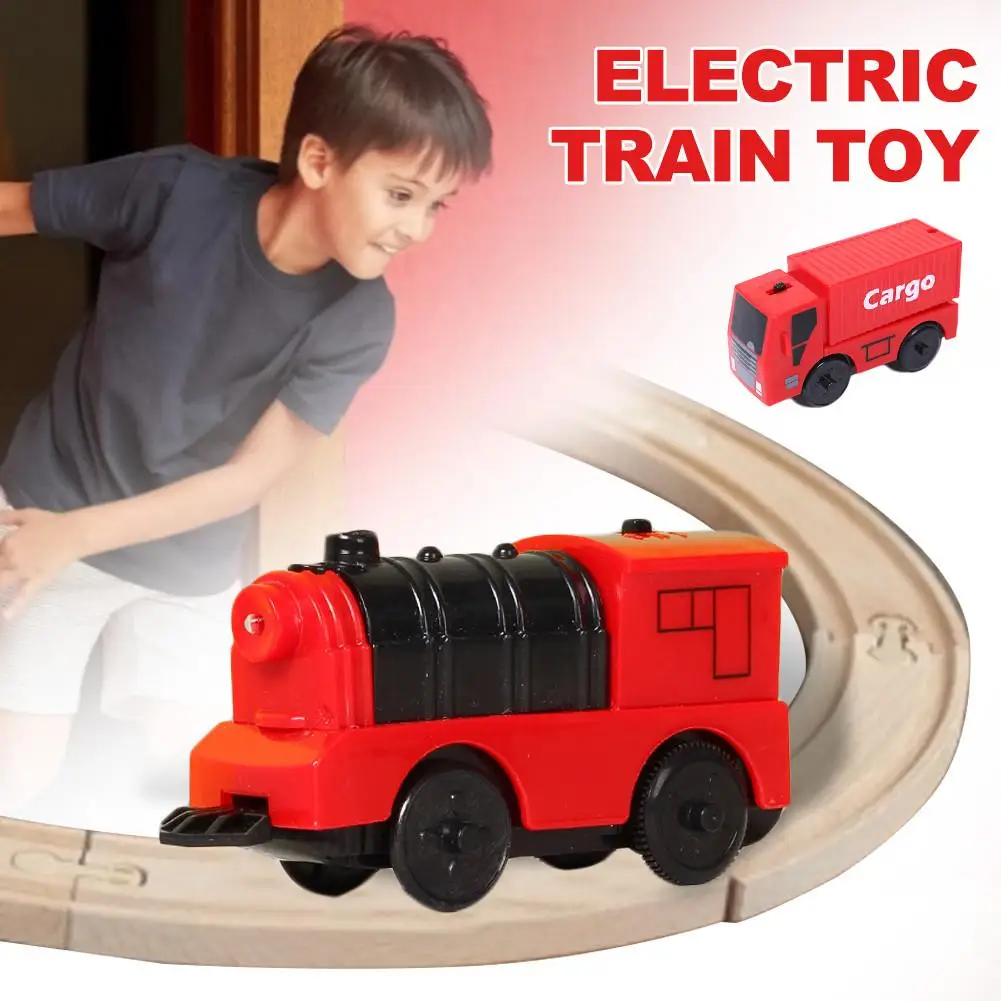 Tren Eléctrico de madera para niños, juguete con motor alimentado por batería, Compatible con ...