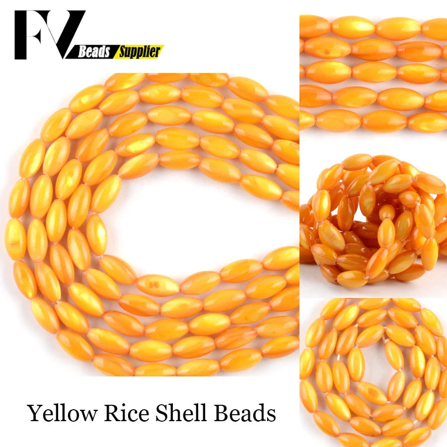 Natural 5*10mm Yellow Rice Shape Shell Beads For Needlework Jewelry ...