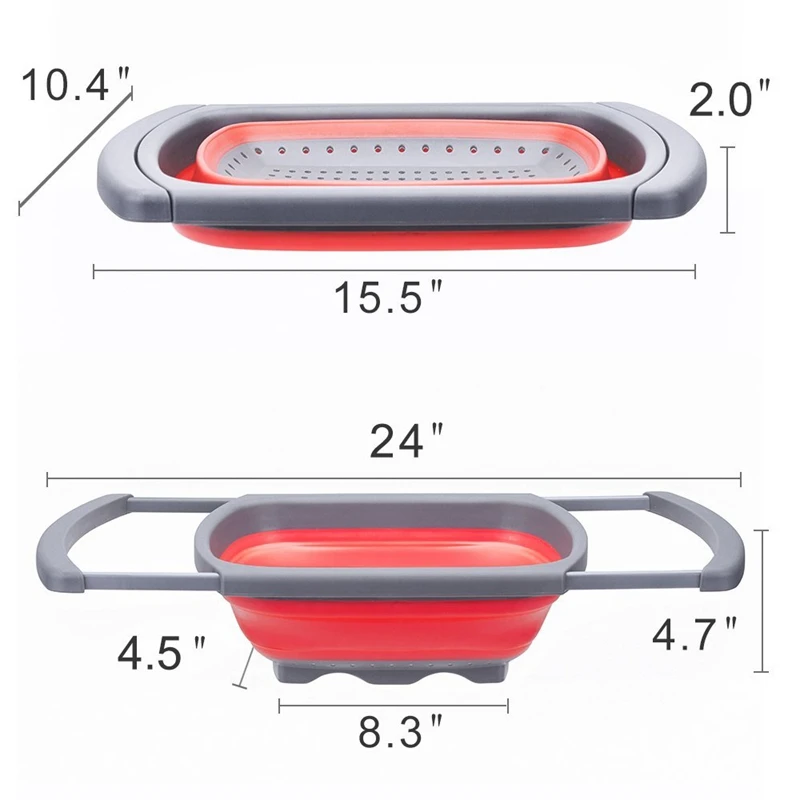Kitchen Collapsible Colander Over The Sink Strainer With Steady Base ...