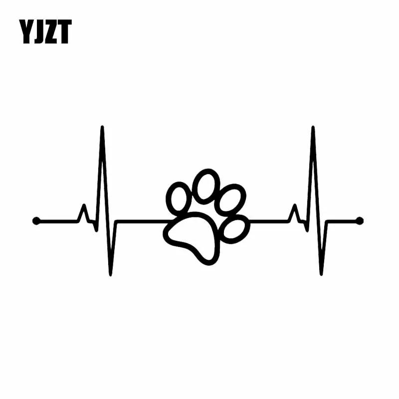 Yjzt 18x8.2cm Pawprint Lifeline Decal Vinyl Pet Dog Paw Heartbeat Heart ...