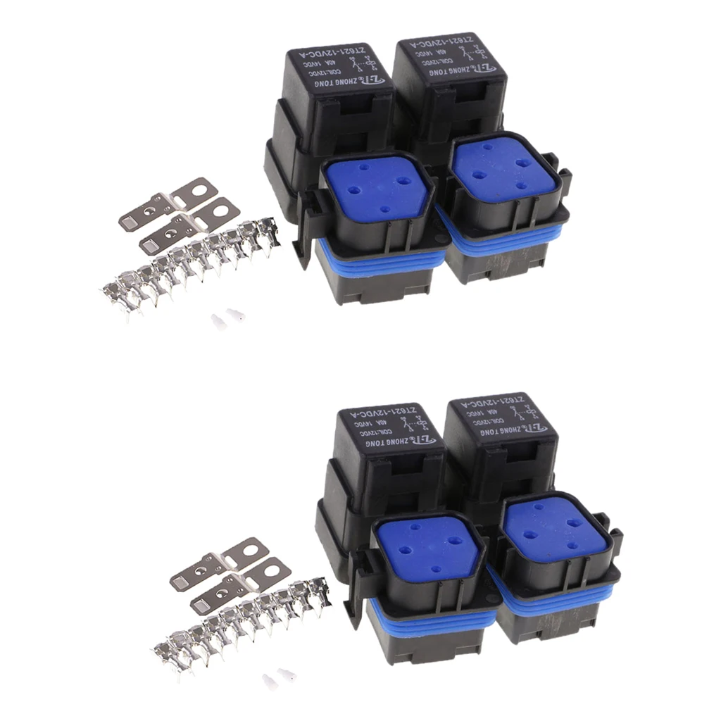 4-Set-40A-12V-4Pin-Relay-Socket-Terminals-for-Universal-Car-Motorcycle ...