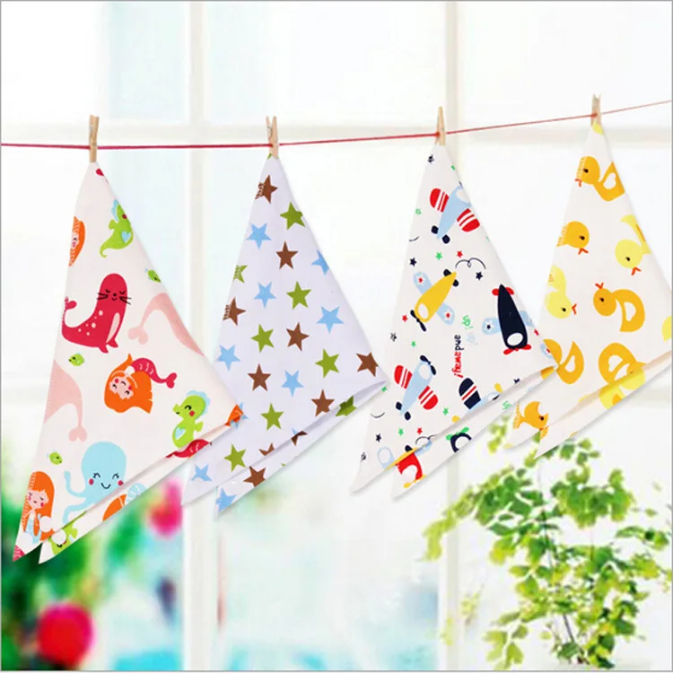 Baby Bibs Triangle Double Cotton Bibs Cartoon Print Saliva Towel Baby ...