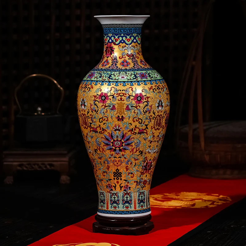 Jingdezhen vaso de chão antigo de porcelana, longa duração, esmalte ...