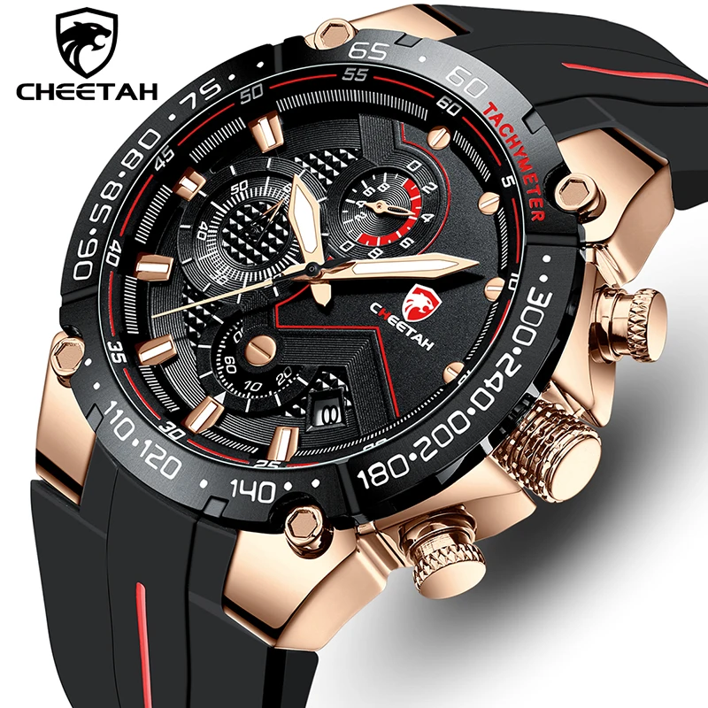 CHEETAH CH-1606-RG-B Mens Silicone Strap Chronograph Watches-Shenzhen ...