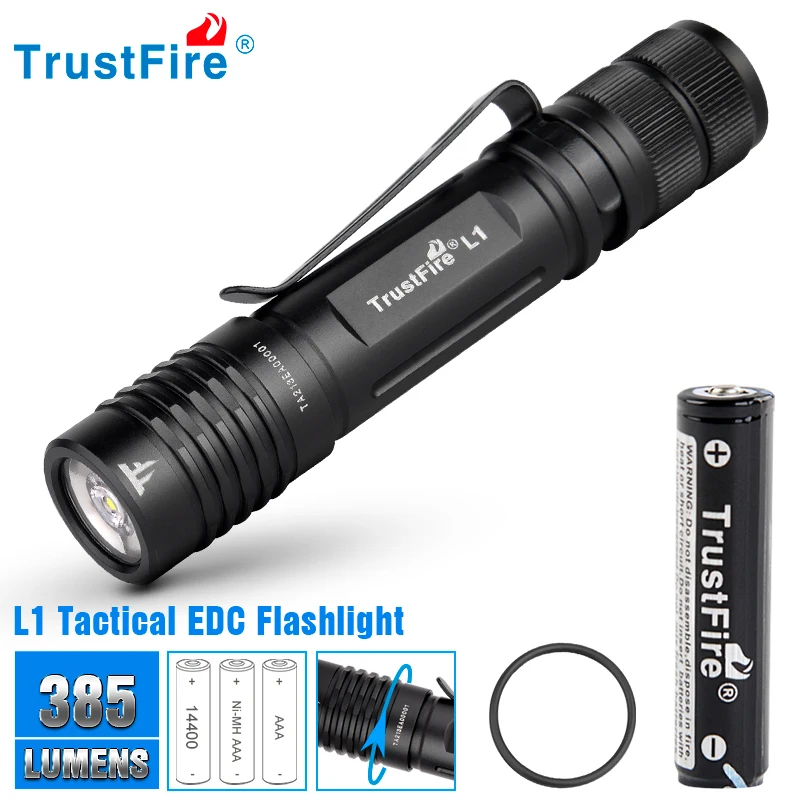 Trustfire L1 Edc Led Flashlight 385 Lumens Powered By 10440 Aaa Battery ...