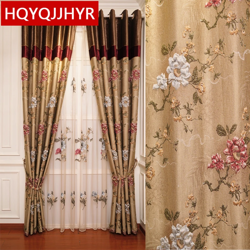 4D luxury European embossed jacquard full blackout elegant curtains for ...