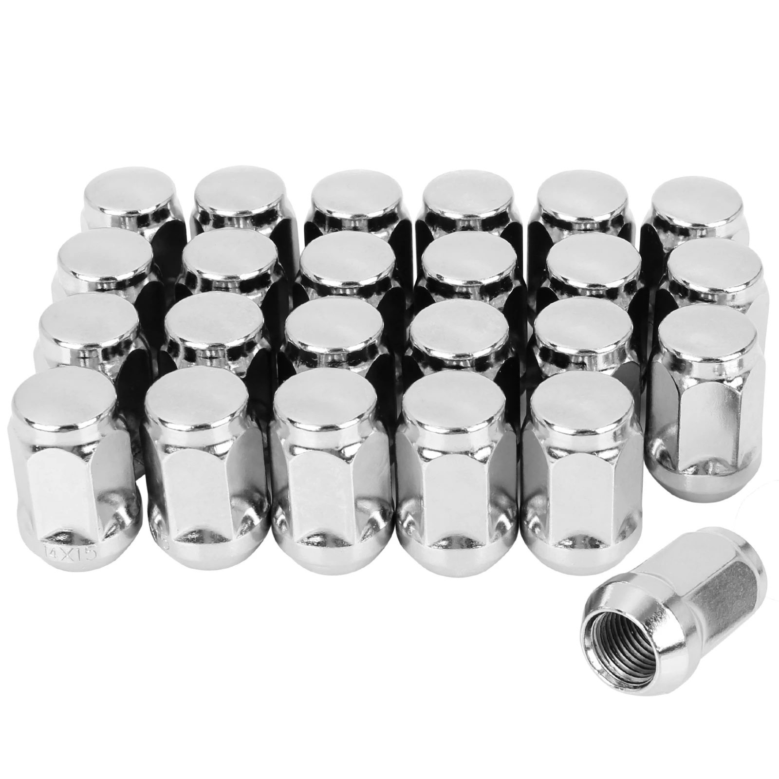 X Autohaux Car Chrome Wheel Lug Nuts Bulge Acorn Cone Seat Steel Racing Bolt Head Cover M14X1.5 ...