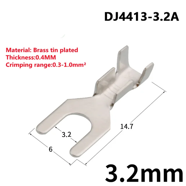 100pcs Fork-shaped Bare cold-pressed Crimp Terminal Y-shaped Lug 3.2mm ...