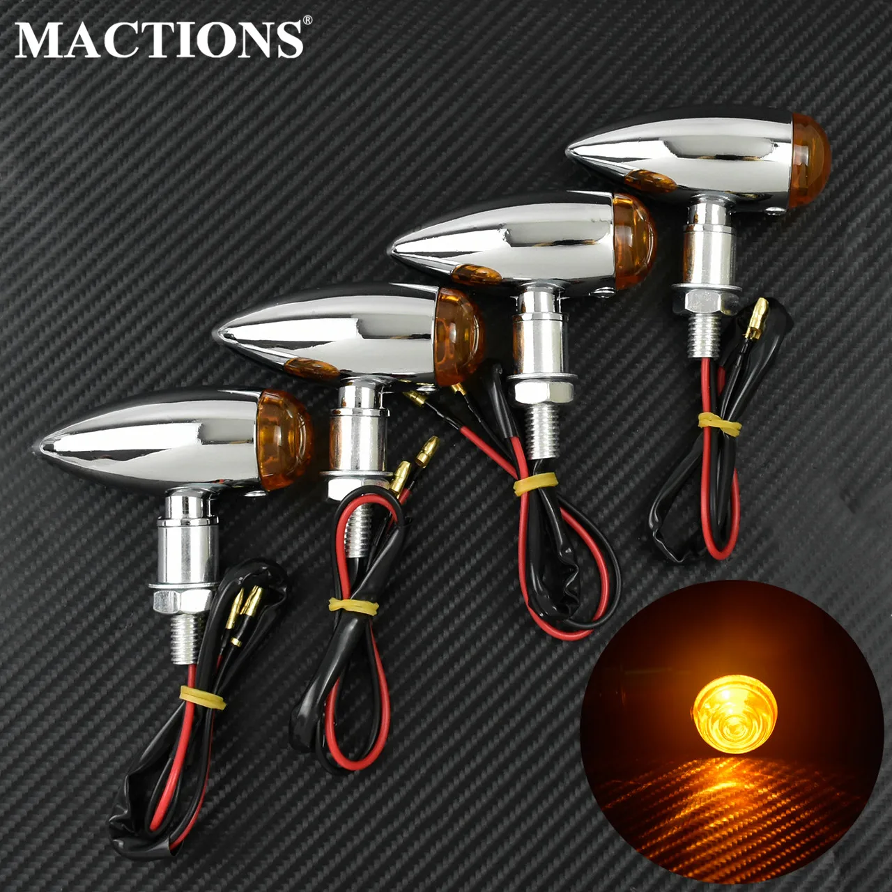 Motorcycle Bullet Turn Signal Indicator Light Universal Chrome Lamp ...