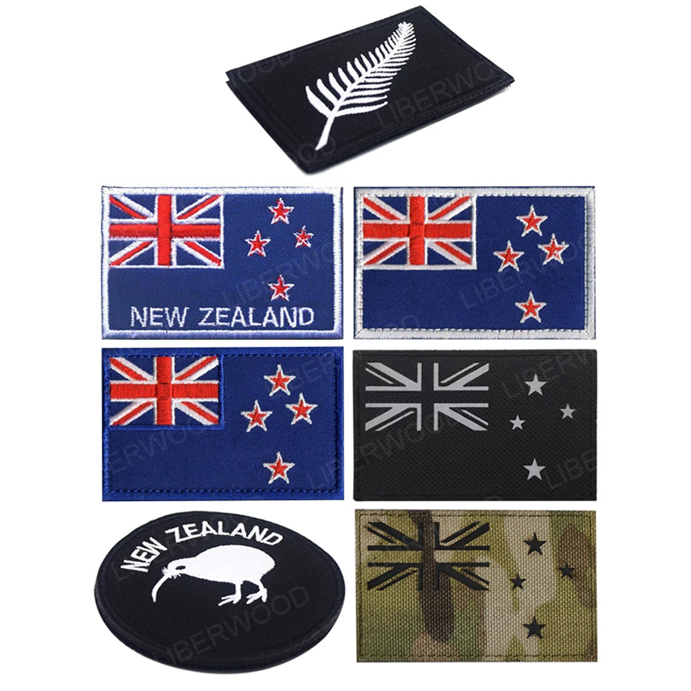 New Zealand Silver Fern Flag Kiwi National Bird Embroidered Patch Applique For Tactical Bags ...