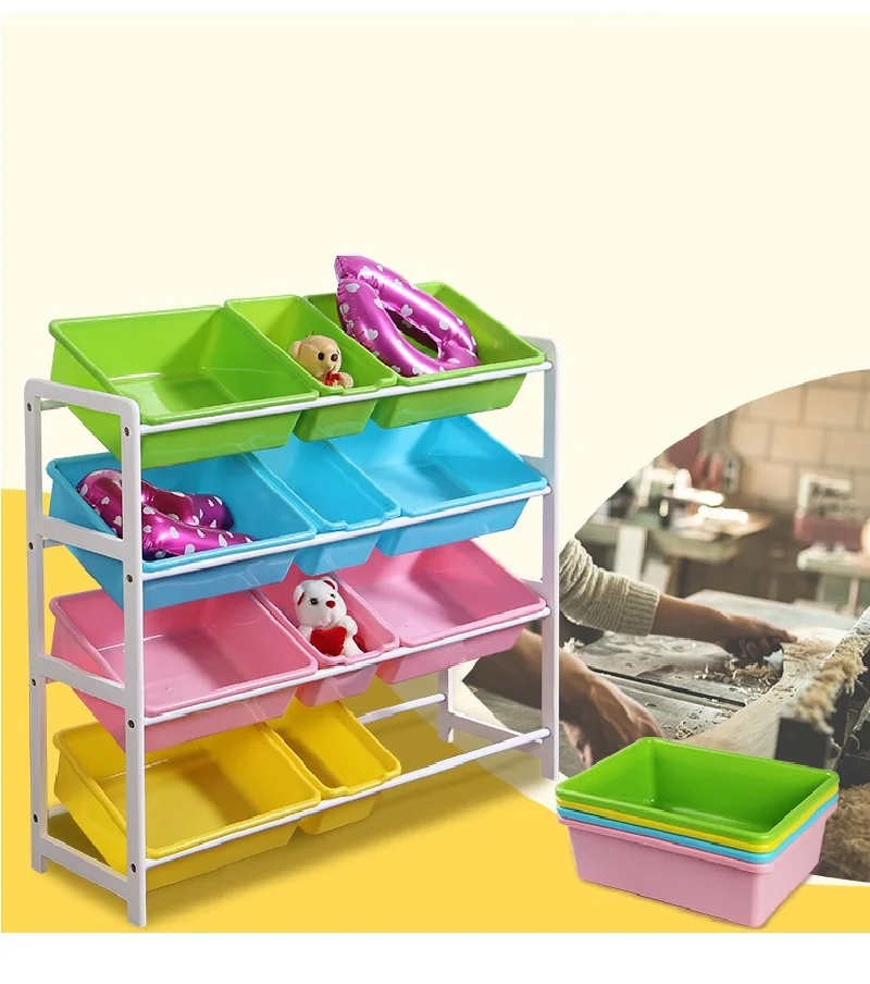Children's Wooden Frame Toy Storage Rack Kindergarten Multi Layer ...