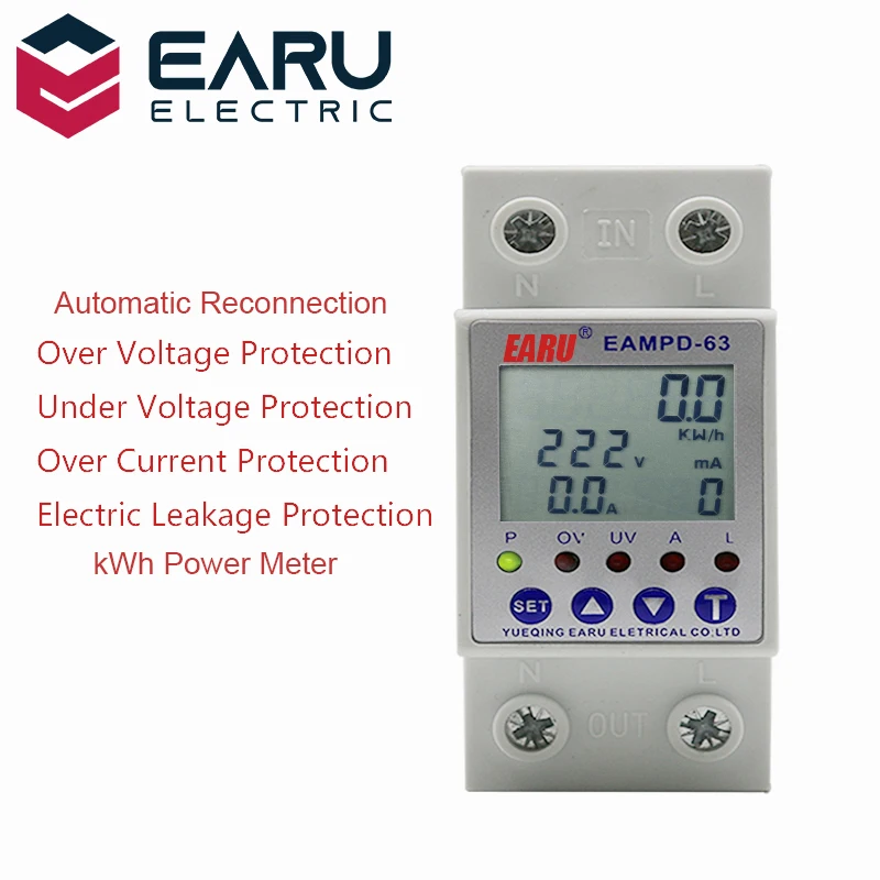63A-230V-Display-Adjustable-Current-Earth-Leakage-Protection-Over-Under ...
