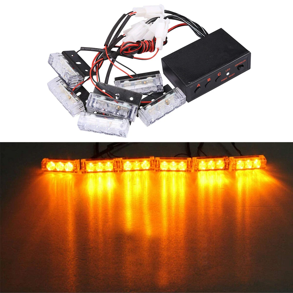 6x3 LED Warning Use Car Strobe Lights Vehicle Front Grille Emergency ...
