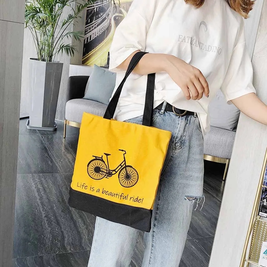 Креативные холщовые хозяйственные сумки с буквенным принтом для женщин ...