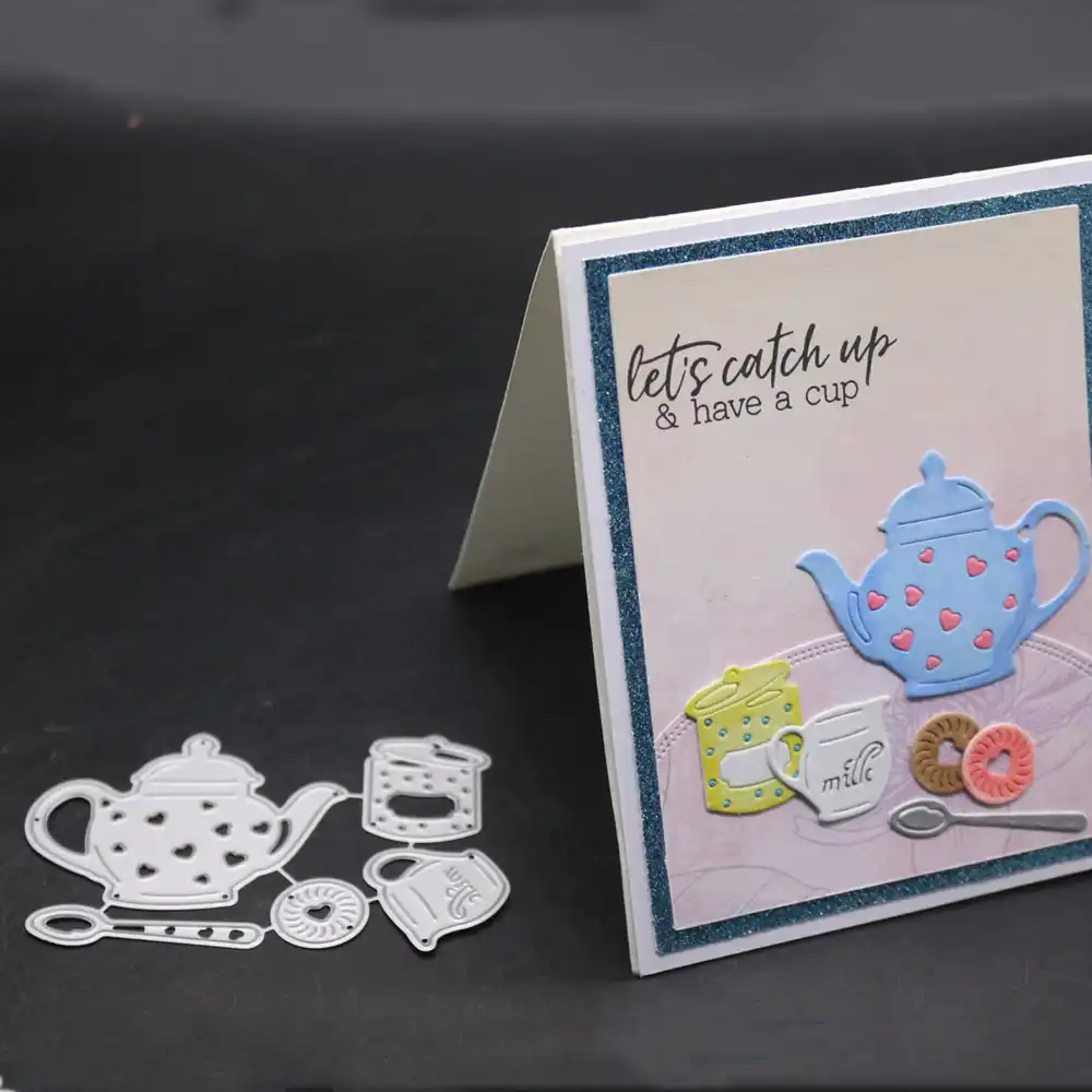 KSCRAFT Teapot Tea cup Metal Cutting Dies for DIY Scrapbooking Stamp ...