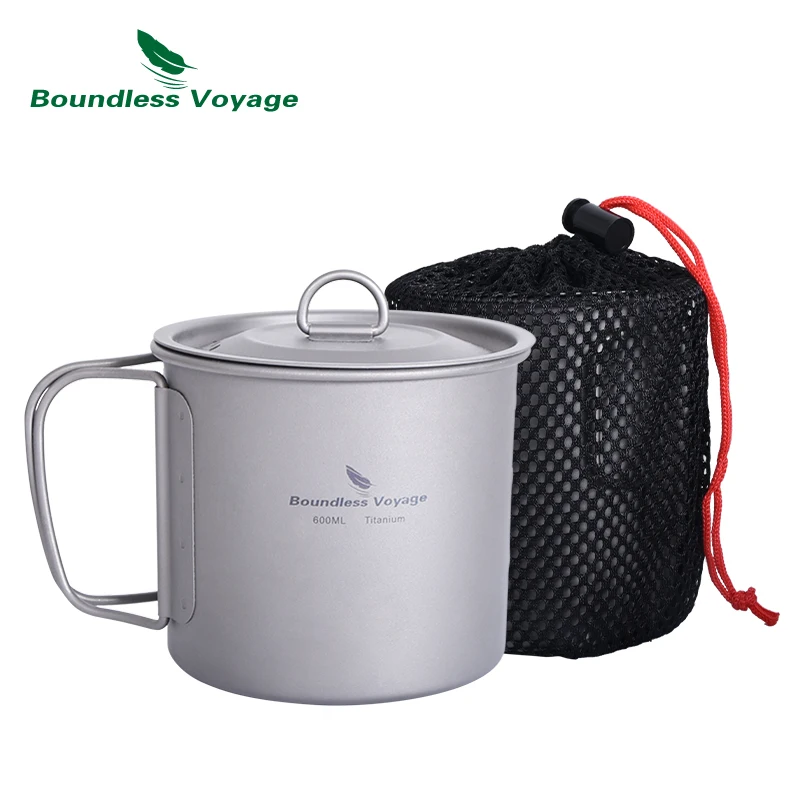 Boundless Voyage Titanium Pot Titanium Cup Mug with Folding Handle ...