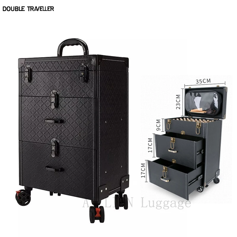 Trolley Cosmetic Case Spinner Wheels Makeup Dresser Beauty Trolley ...