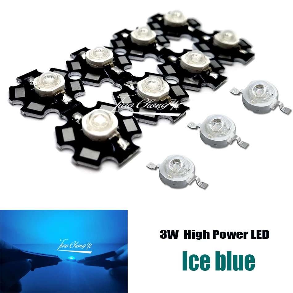 2 10 50 100pcs 3W High Power LED Lamp Ice blue 480nm 3.2-2.6v 700mA LED ...