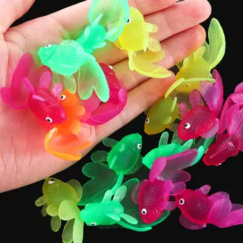 20Pcs/lot Mini Soft Rubber Gold Fish Baby Bath Toys Plastic Simulation ...