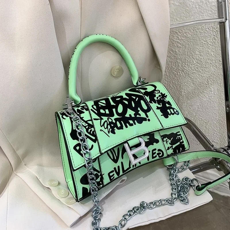 The Fashion Trend Graffiti Letters Women Shoulder Bags Brand Designer ...