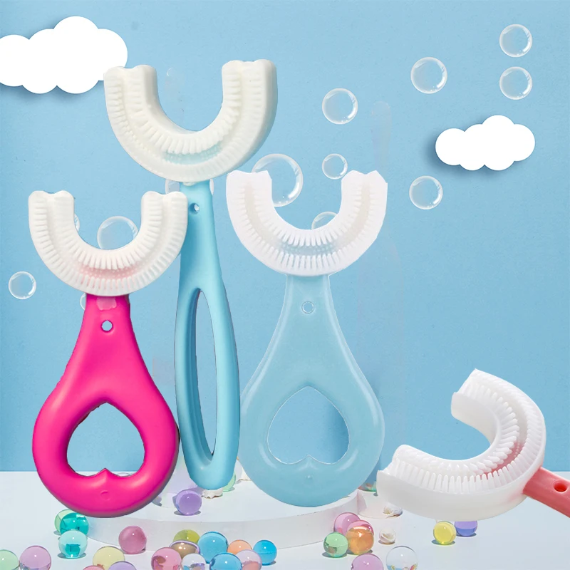 Baby Toothbrush Children 360 Degree U shaped Soft Silicone Tooth Brush ...