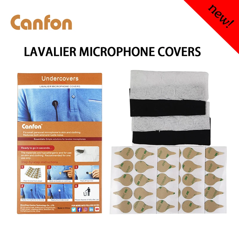 Canfon-Mic-Undercover-para-Lavalier-Mic-40-Stickies-e-40-Discos-de ...