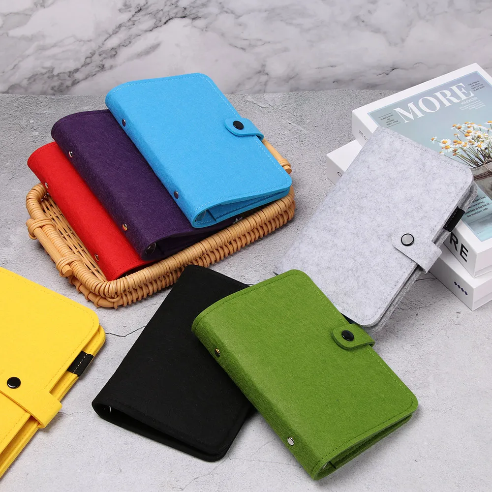 1PC Colorful A5 A6 Felt Shell Cloth Fabric Ring Binder Notebook 6 Hole ...