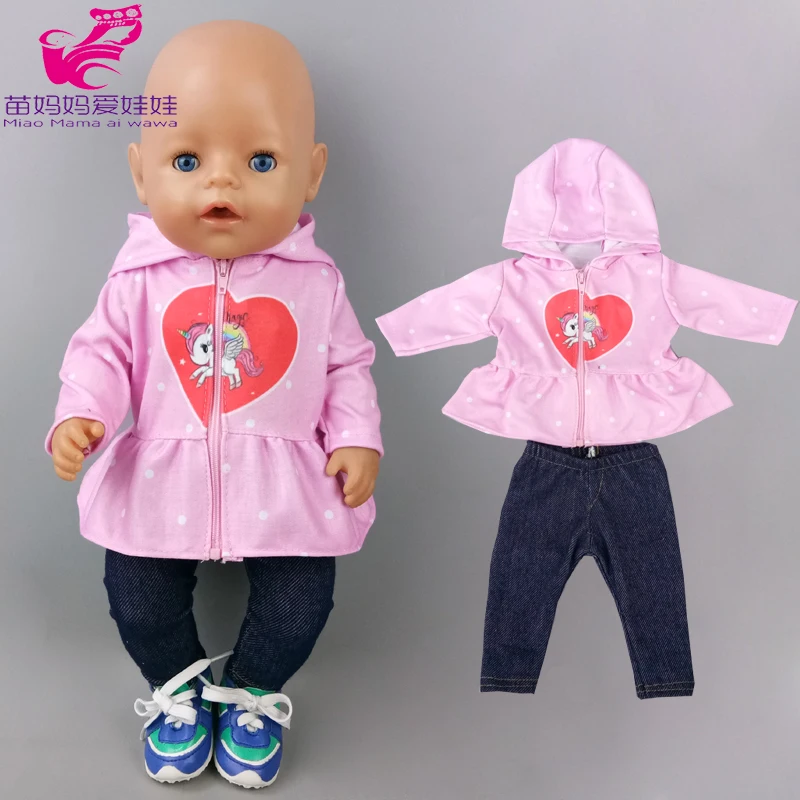 Doll Clothes for 43cm Born Baby Doll Leather Clothes Pink Doll Coat for ...