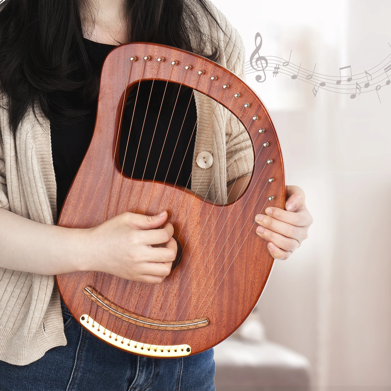Walter-t-WH-16-ARPA-de-Lira-de-madera-de-16-cuerdas-agujero-de-sonido ...
