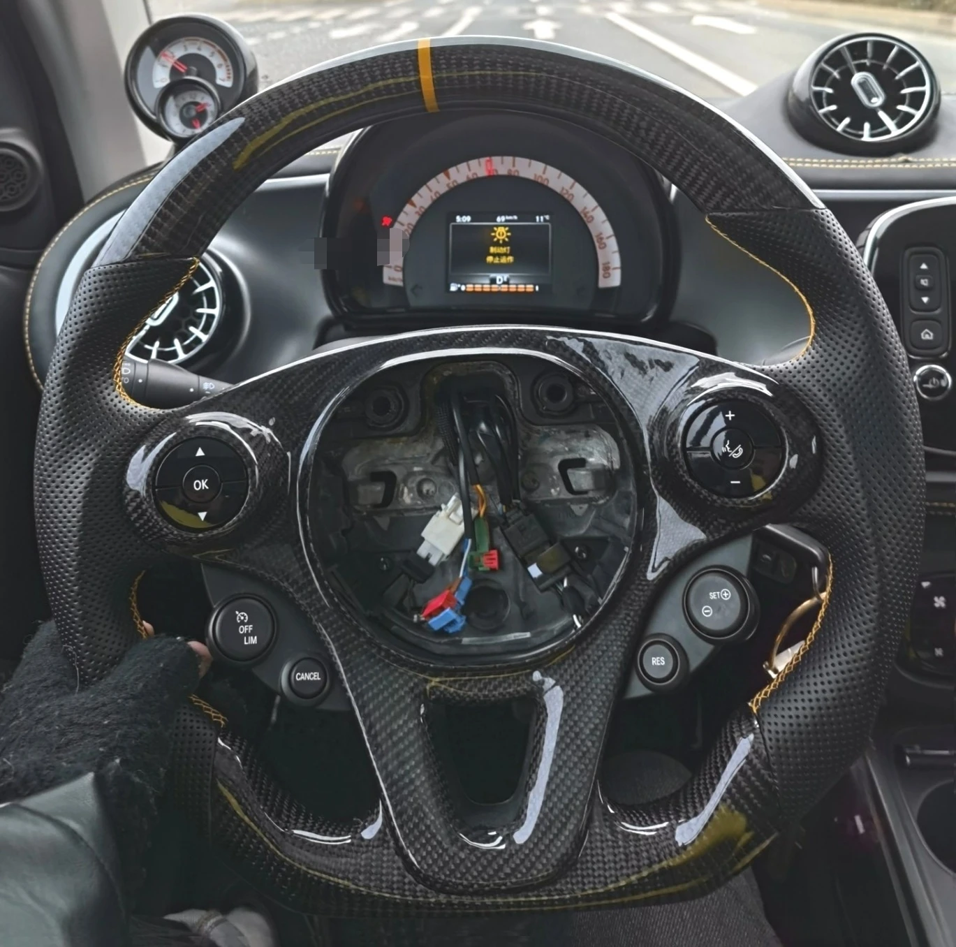 Cuatomized-Real-Carbon-Fiber-Sports-Steering-Wheel-Alcantara-Leather ...