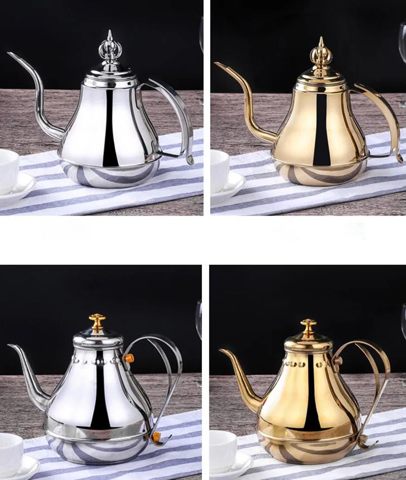 1.8l d'or - Théière en acier inoxydable or et argent, avec filtre, pour palais, bouilloire à ...