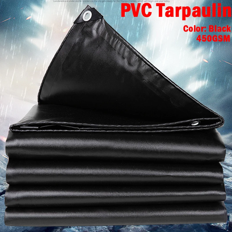 450GSM-Black-PVC-Rainproof-Cloth-Outdoor-Awning-Waterproof-Tarpaulin ...