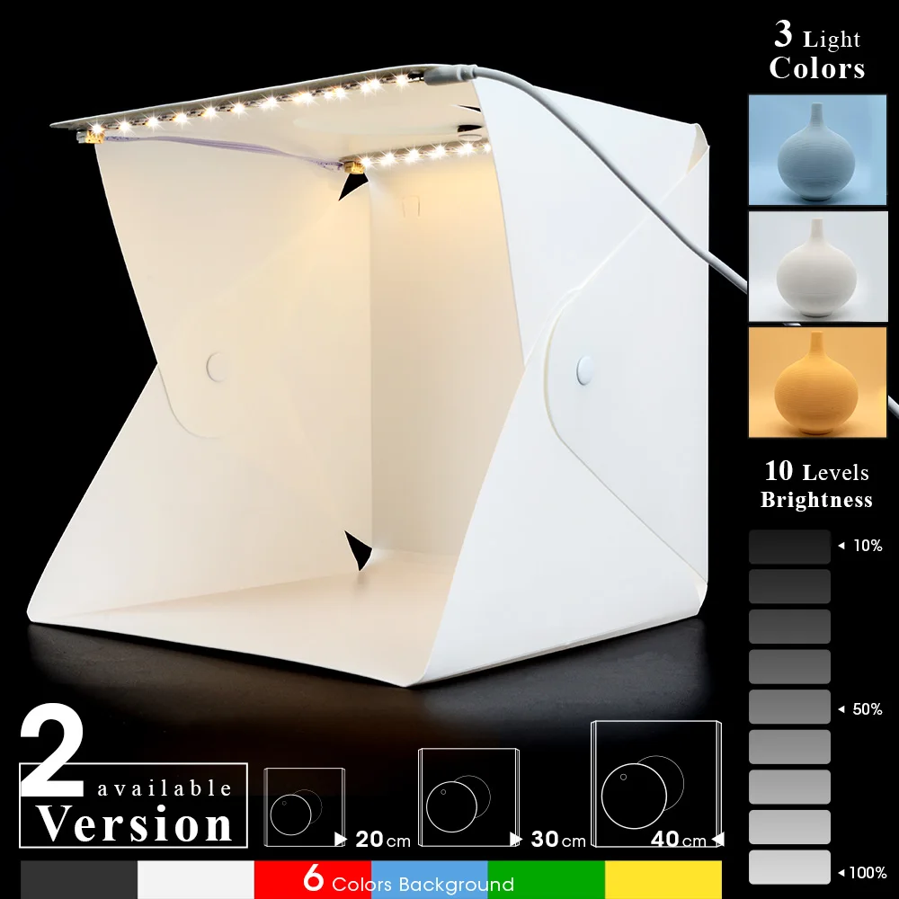 Folding Photo Studio Light Box Mini Photobox Softbox With LED Lamp ...